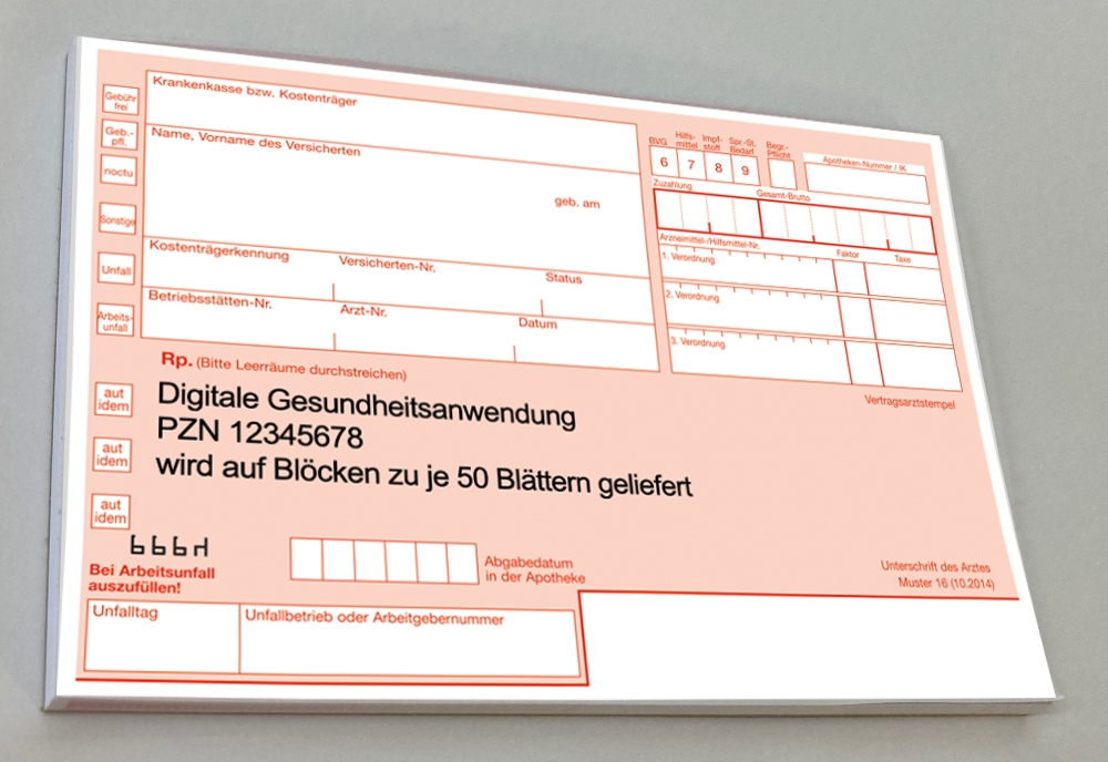 Kassenrezepte, Muster 16, individuell bedruckt 50 Blatt je Block